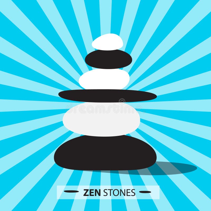Zen Stones on Retro Blue Background Stock Vector - Illustration of rock ...