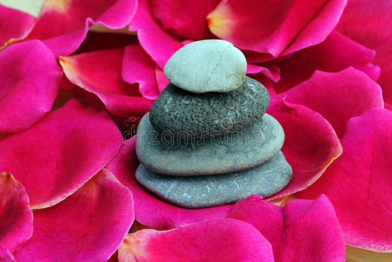 Zen stones on rose petals stock photo. Image of bath - 20294270