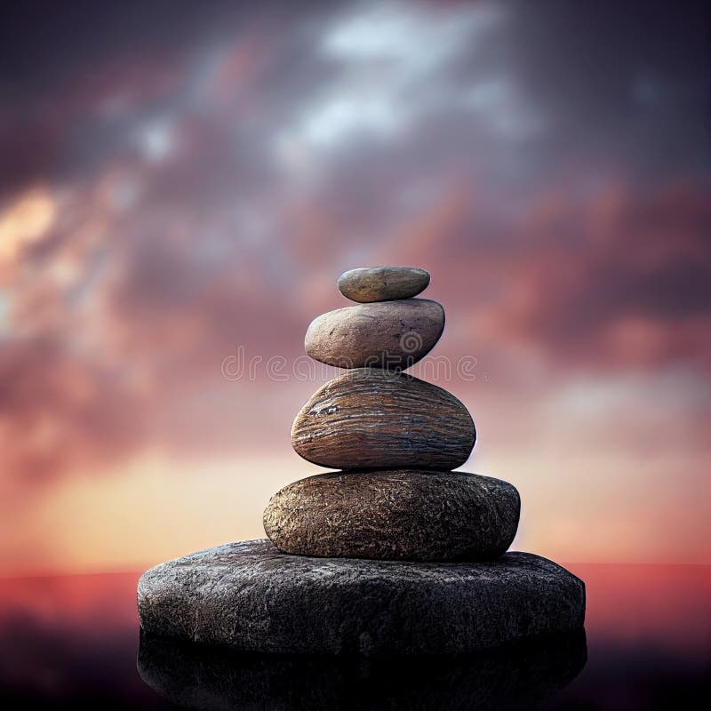 Balanced Pile of Stones with Ladders Stock Illustration - Illustration ...