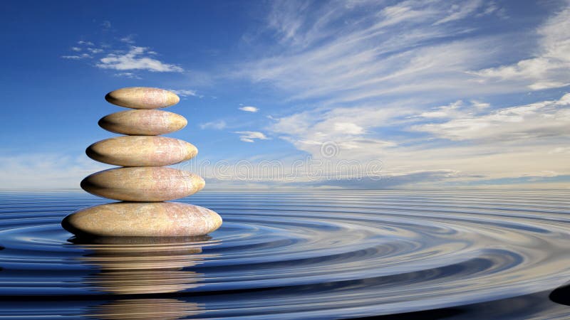 Zen Stones Stack from Large To Small in Water Stock Illustration ...