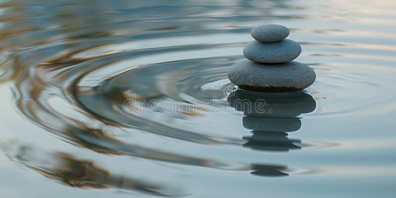 Zen Stones Stacked on Water with Ripples. Nature and Balance Concept ...