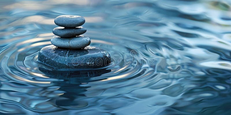 Zen Stones Stacked on Water with Ripples. Nature and Balance Concept ...