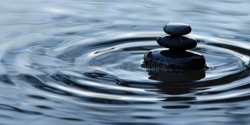 Zen Stones Stacked on Water with Ripples. Nature and Balance Concept ...