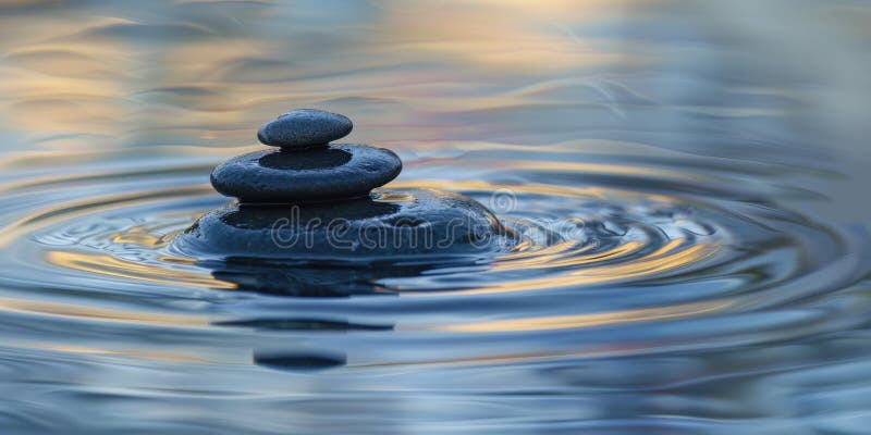 Zen Stones Stacked on Water with Ripples. Nature and Balance Concept ...