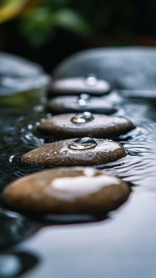 Zen Stones on Water Surface with Droplets, Tranquil Scene Stock Image ...