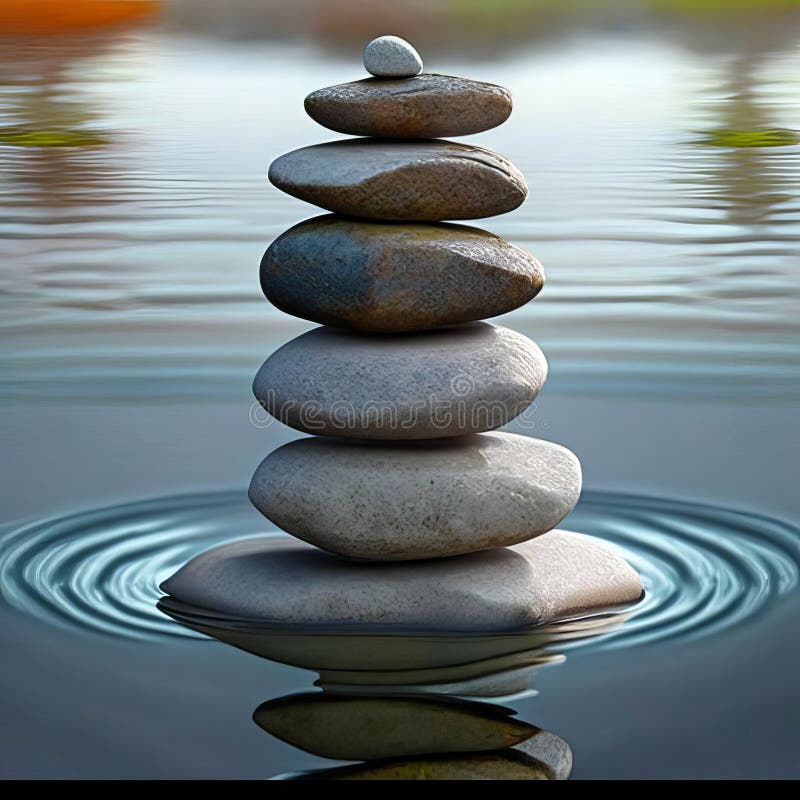 Zen stones on the water. stock illustration. Illustration of relax ...