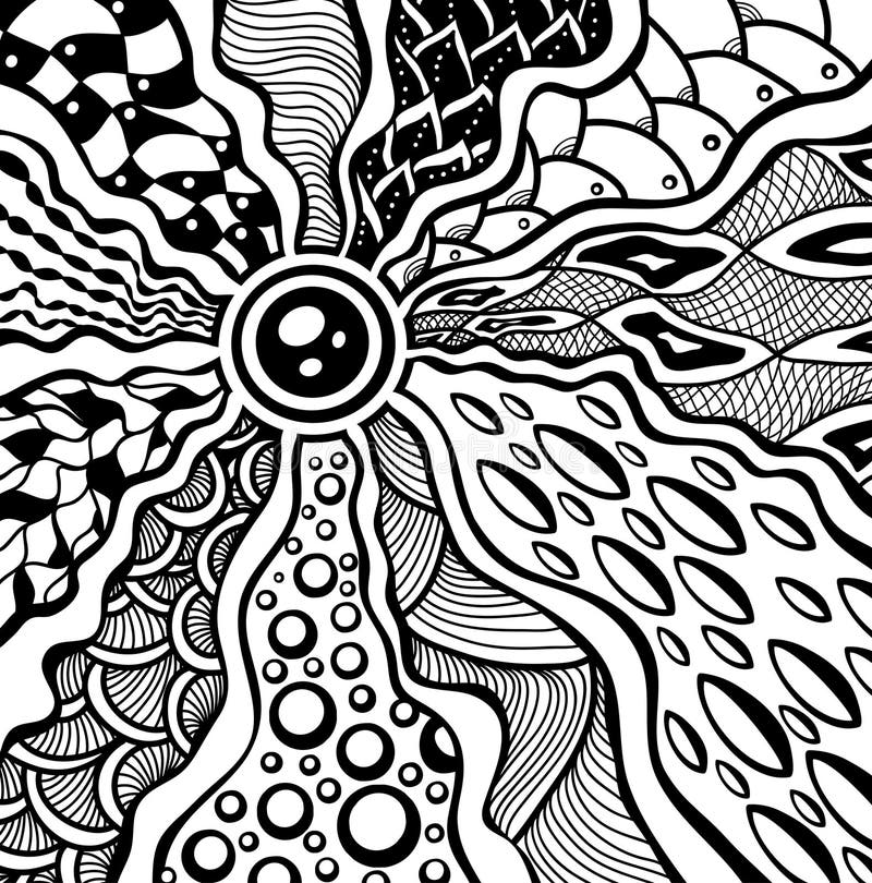 Zen-tangle or Zen-doodle Abstract Texture Background in Black on White ...