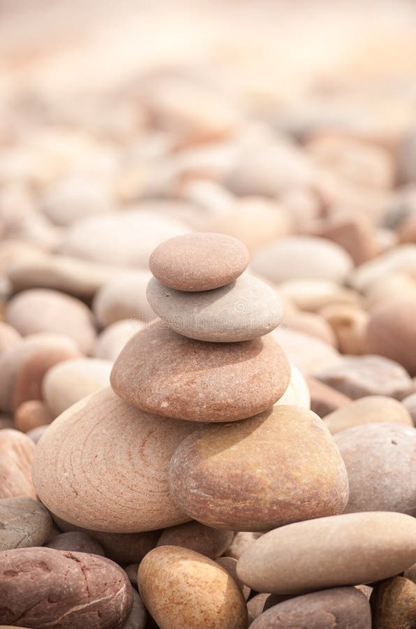 Stacked Zen Pebbles Vertical Small Stock Image - Image of stack, ocean ...