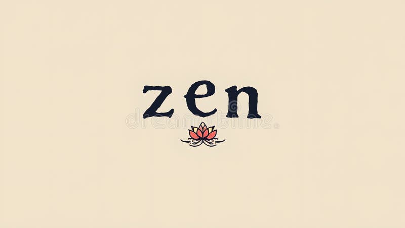 Zen Word in Balanced Font with Lotus Flower Doodle Stock Illustration - Illustration of ...