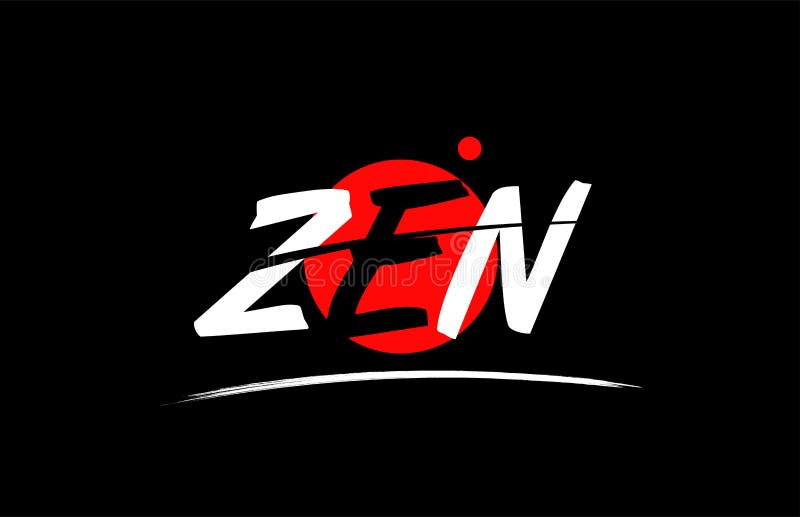 Zen Word Text Logo Icon with Red Circle Design Stock Illustration ...