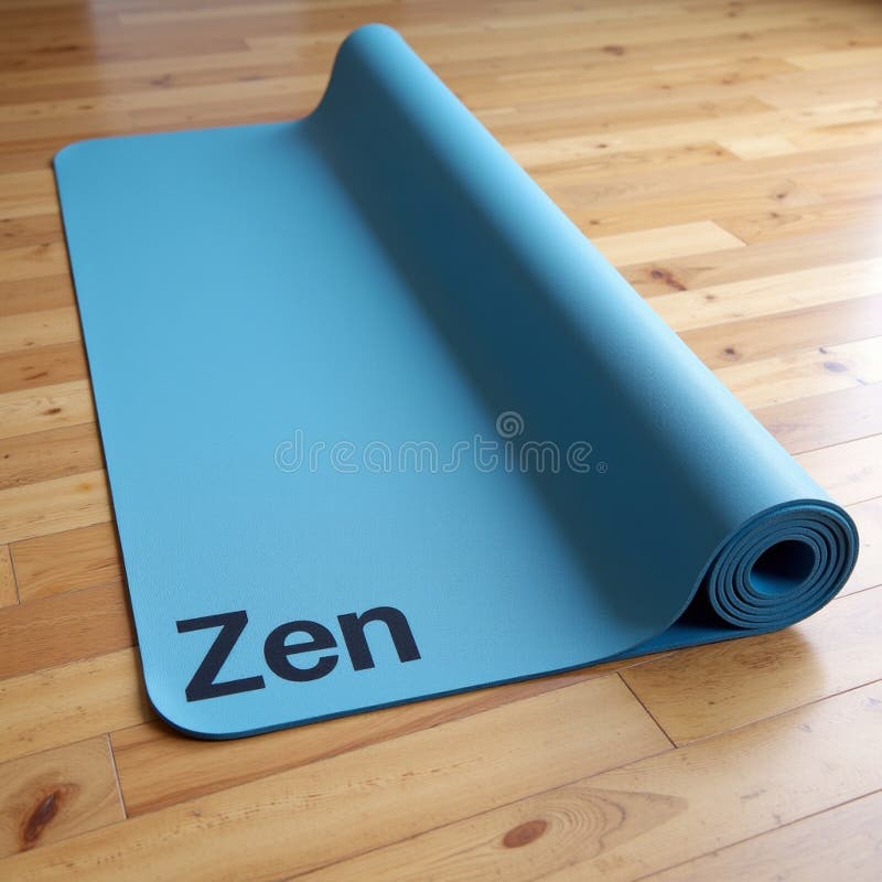 Zen Yoga Mat with Text on Wooden Floor Stock Illustration ...