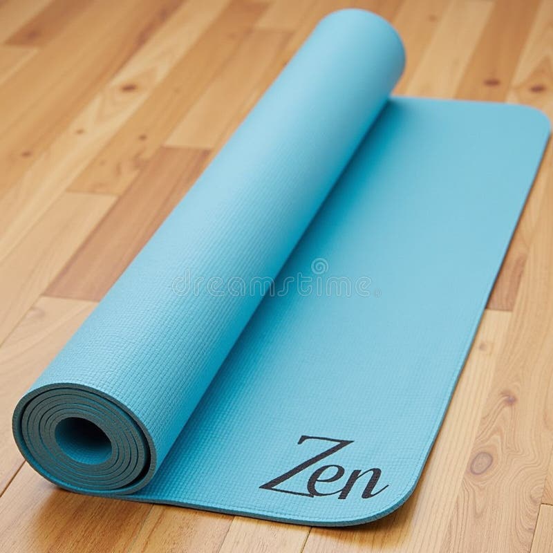 Zen Yoga Mat with Text on Wooden Floor Stock Illustration ...