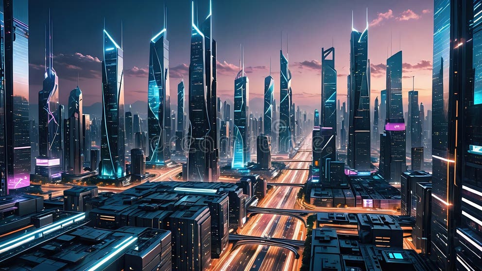 Zenith City: a Symphony of Light, Shadow, and Celestial Harmony Stock ...