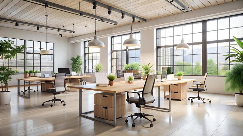Zenith of Creativity an Open Floor Plan Office with a Serene ...