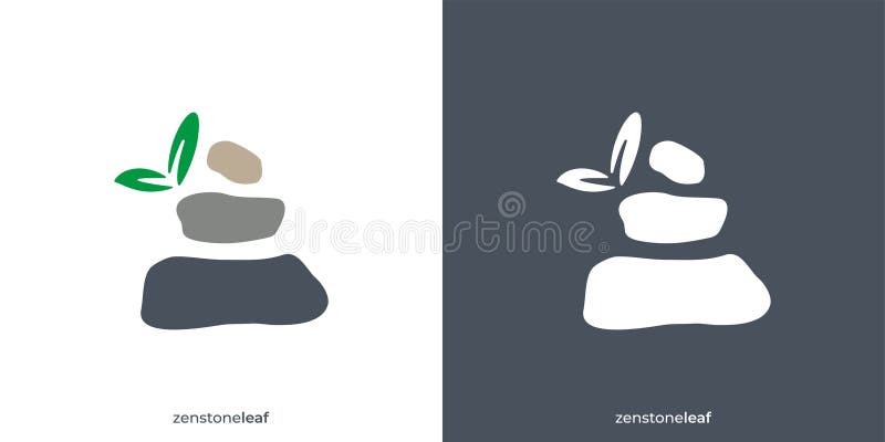 Creative Zenstone Leaf Logo. Stone Rock Balancing and Nature Leaf Icon ...