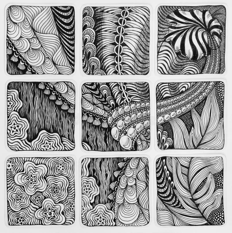 Zentangle Abstract Illustration. Doodle Hand-drawing, Patterns. Stock ...
