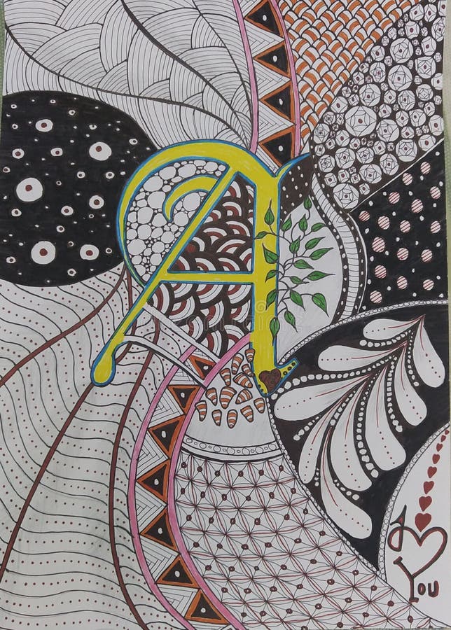Zentangle art letter a stock illustration. Illustration of artwork ...
