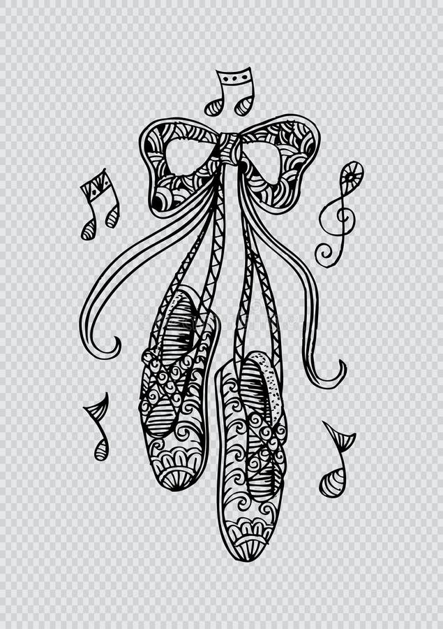 Zentangle Ballet Dance Shoes. Stock Vector - Illustration of flat ...