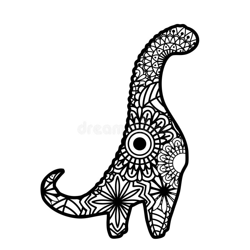 Zentangle Dinosaur Isolated on White Background. Stock Vector ...