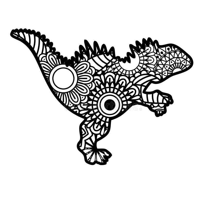 Zentangle Dinosaur Isolated on White Background. Stock Vector ...