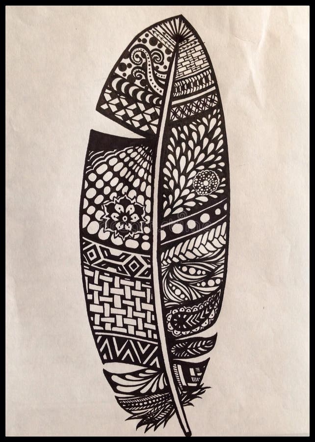 Zentangle Feather stock image. Image of feather, zentangle - 70267247