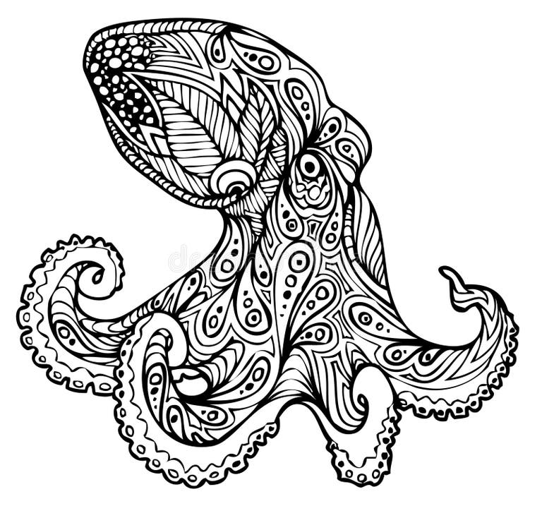 Zentangle octopus stock illustration. Illustration of effect - 104326577