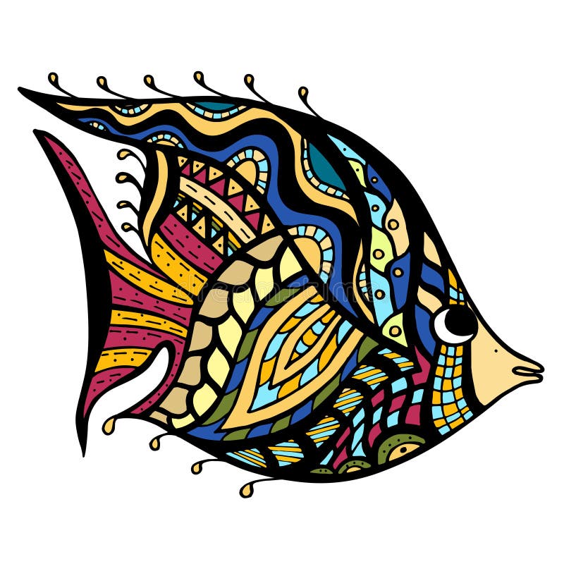 Zentangle Fish stock vector. Illustration of drawing - 59318155