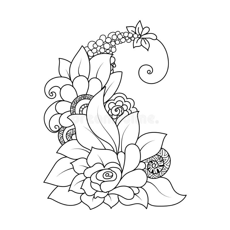 Zentangle floral pattern stock vector. Illustration of botanical - 71041861