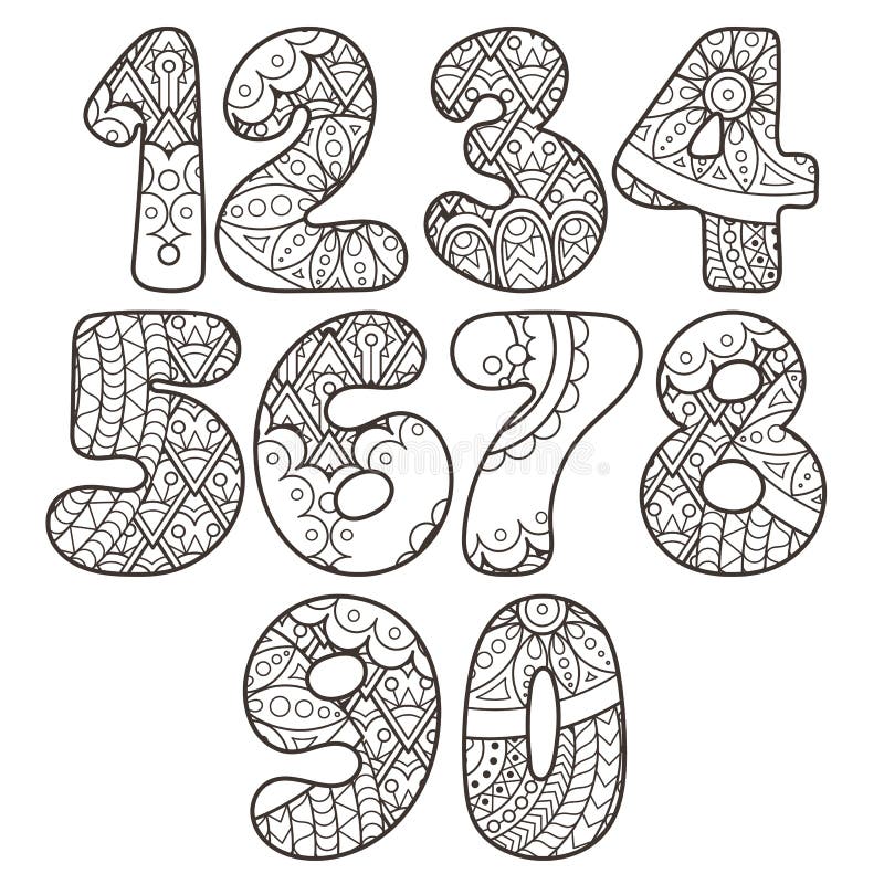 Zentangle Numbers Set. Collection of Doodle Numbers with Zentangle ...