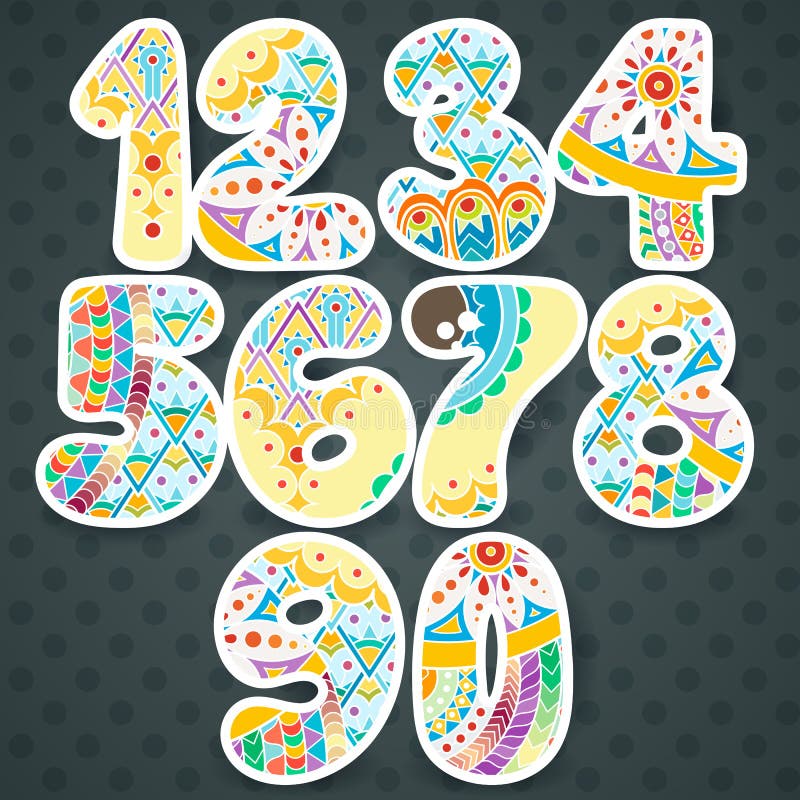 Zentangle Numbers Set. Collection of Doodle Numbers with Zentangle ...