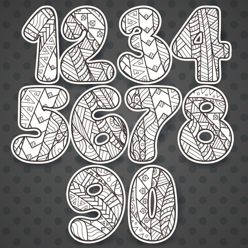 Zentangle Numbers Set. Collection of Doodle Numbers with Zentangle ...