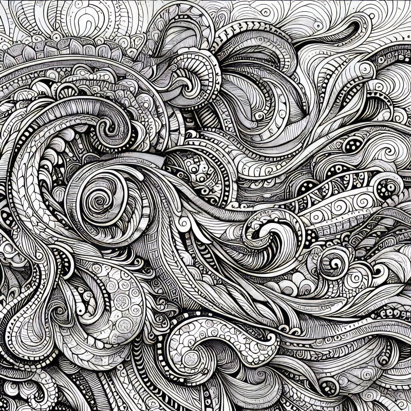 Zentangle Patterns Intricate Meditative Doodles Forming Current Stock ...