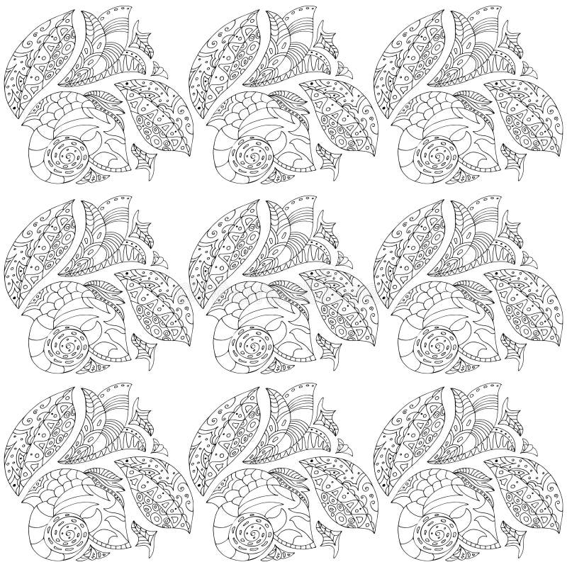Zentangle with shells stock vector. Illustration of line - 54483294