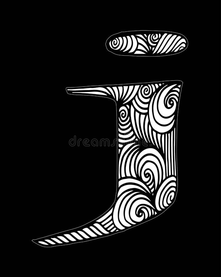 Zentangle Stylized Alphabet. Letter J in Doodle Style Stock Vector ...