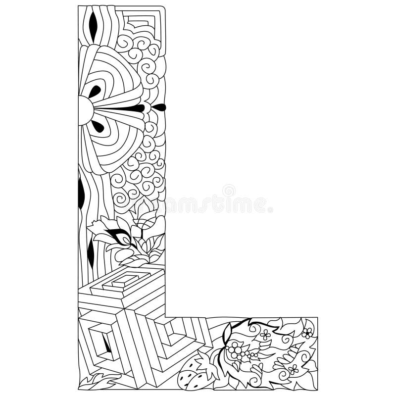 Letter J Monogram for Coloring, Engraving Design. Vector Illustration ...