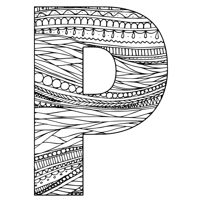 Letter P Black Flower Alphabet Stock Illustrations – 195 Letter P Black ...