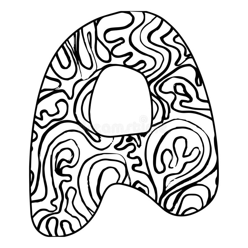 Zentangle Stylized Alphabet - Letter a. Vector Illustration Black White ...