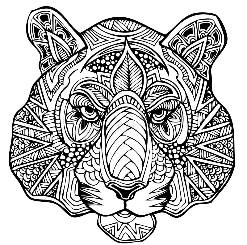 Zentangle-Tiger-Vektordatei Vektor Abbildung - Illustration von ...