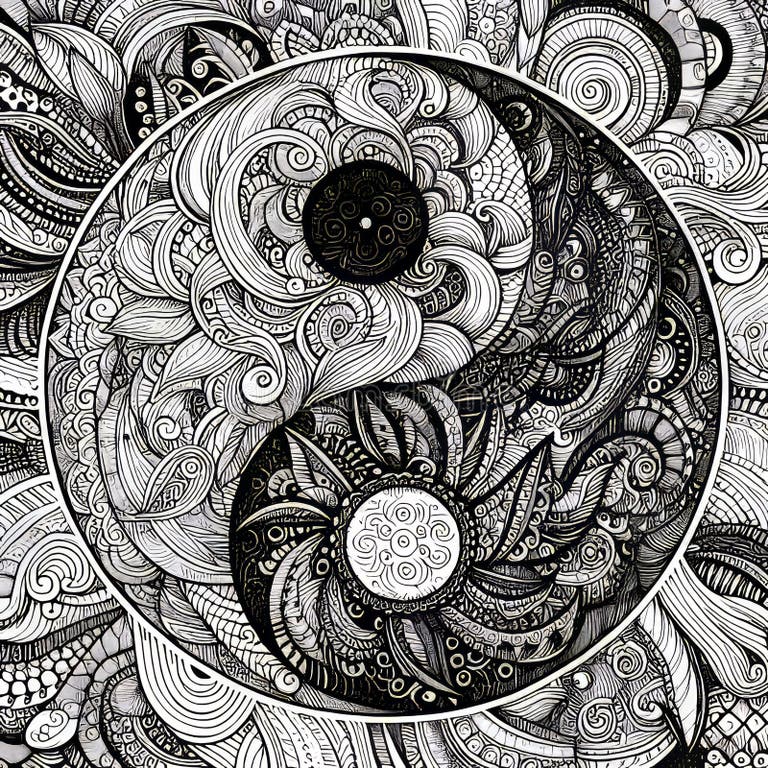 Zentangle Yin Yang with Intricate Zentangle Style Patterns Withi Stock ...