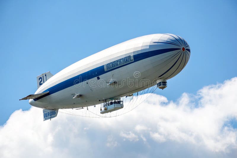 Zeppelin Airship Floating in the Blue Sky Stock Illustration ...