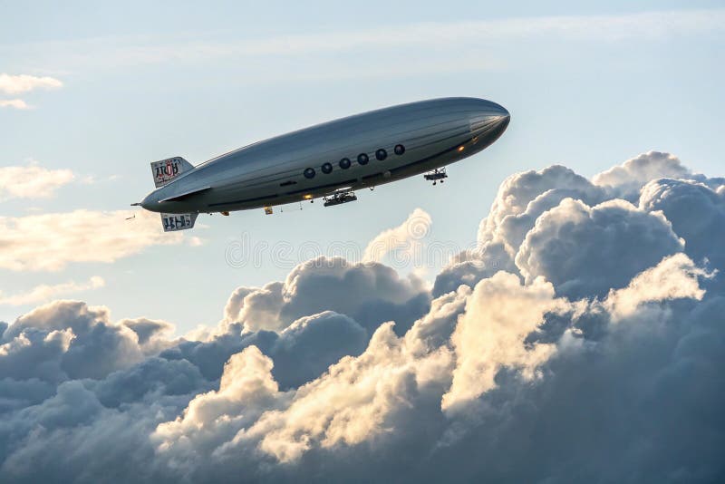 Zeppelin Airship Gliding through the Sky Stock Illustration ...