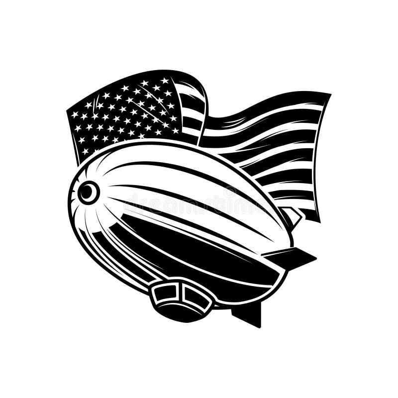 Zeppelin on American Flag Background. Design Element for Emblem, Sign ...