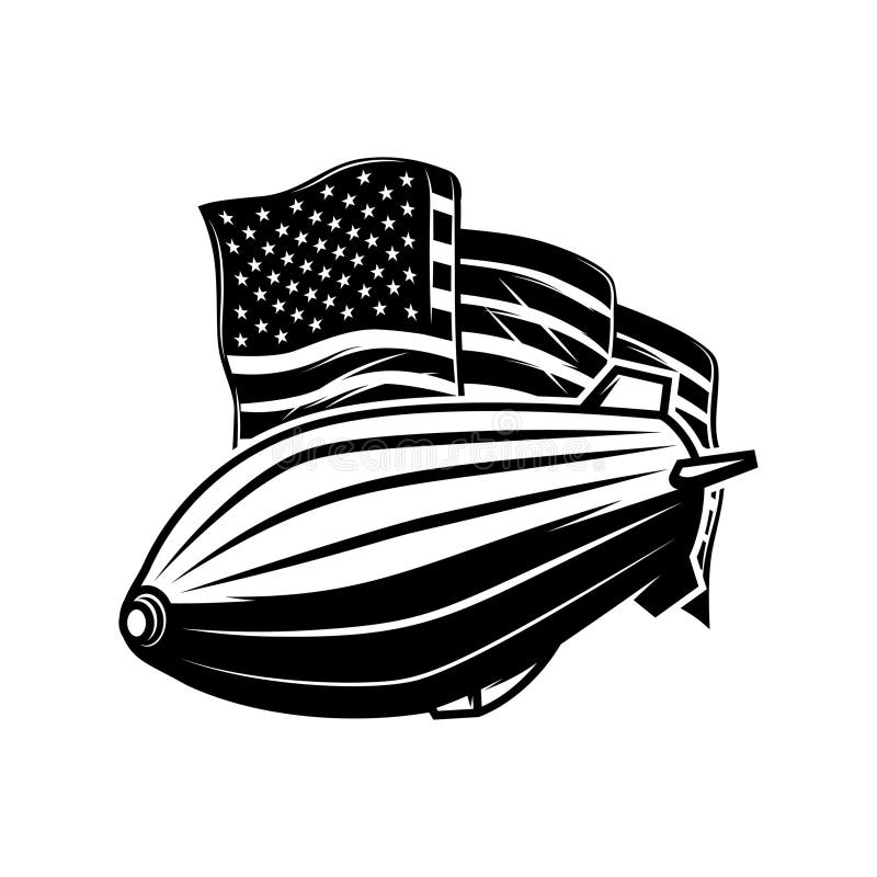 Zeppelin on American Flag Background. Design Element for Emblem, Sign ...