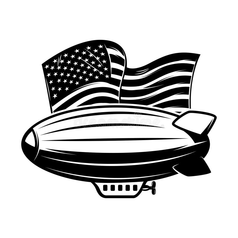 Zeppelin on American Flag Background. Design Element for Emblem, Sign ...