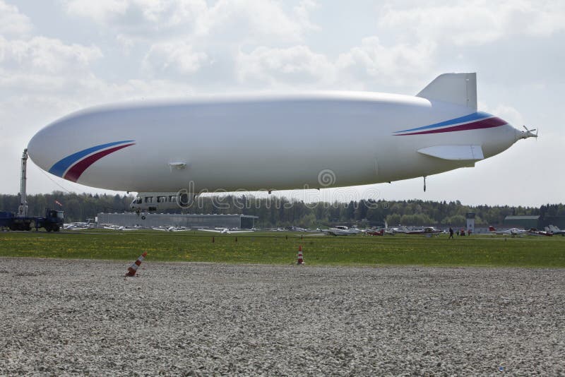 Zeppelin Dirigible on Airport. Stock Image - Image of single, hover ...
