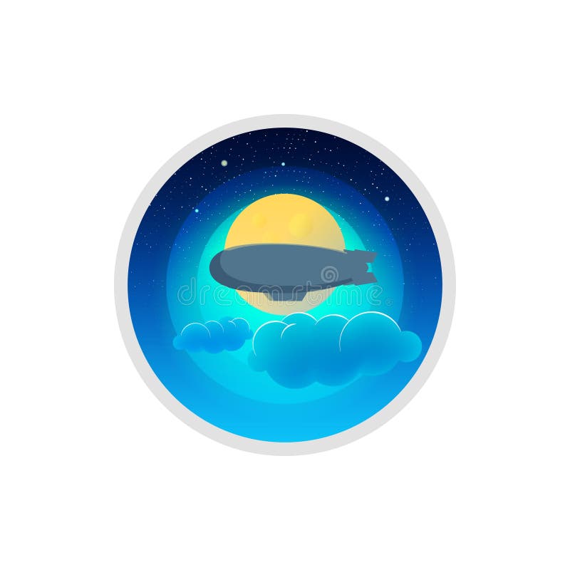 Zeppelin and moon stock vector. Illustration of helium - 74609400