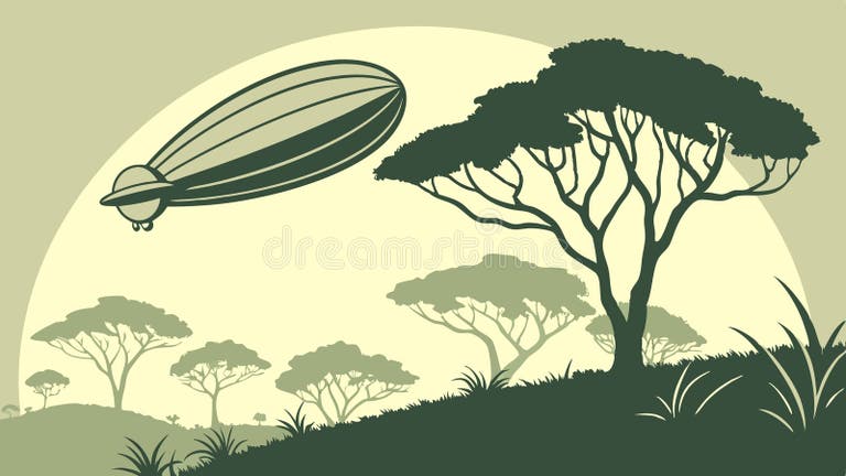 Zeppelin Over Sparse Trees in Abstract Landscape, Vector Design ...