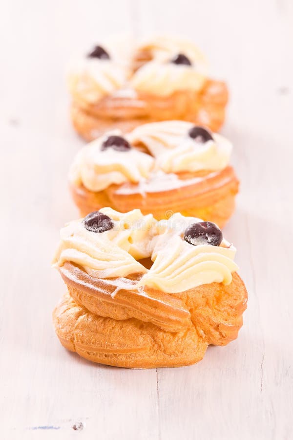 Zeppole with pastry cream. stock image. Image of dessert - 97931239