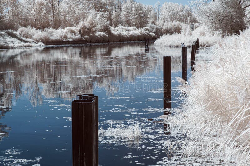 Zeran Canal Pedestrian Bridge in Warsaw, Poland Stock Image - Image of ...