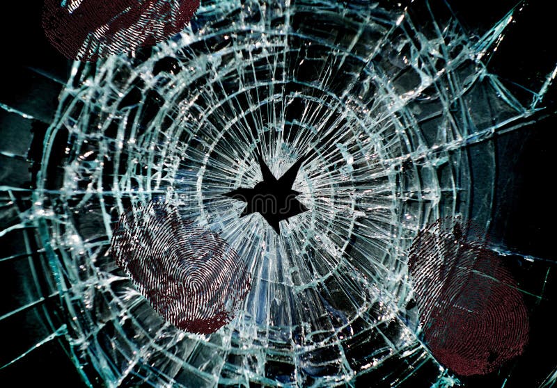Zerbrochene Fensterscheibe Und Drucke Stockbild - Bild von loch ...